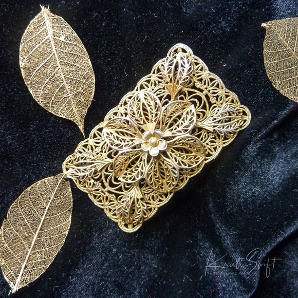 Vintage | Jewelry | Vintage Artdeco Rectangular Filigree Broochpin ...